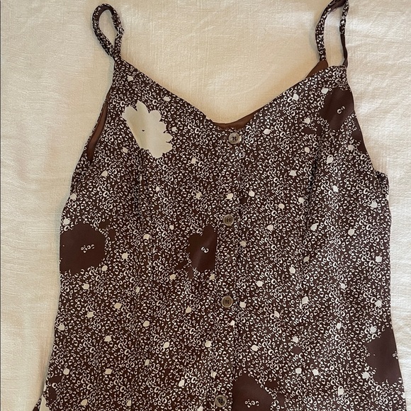 Sienna Sky | Dresses | Sienna Sky Brown And White Floral Midi Dress ...